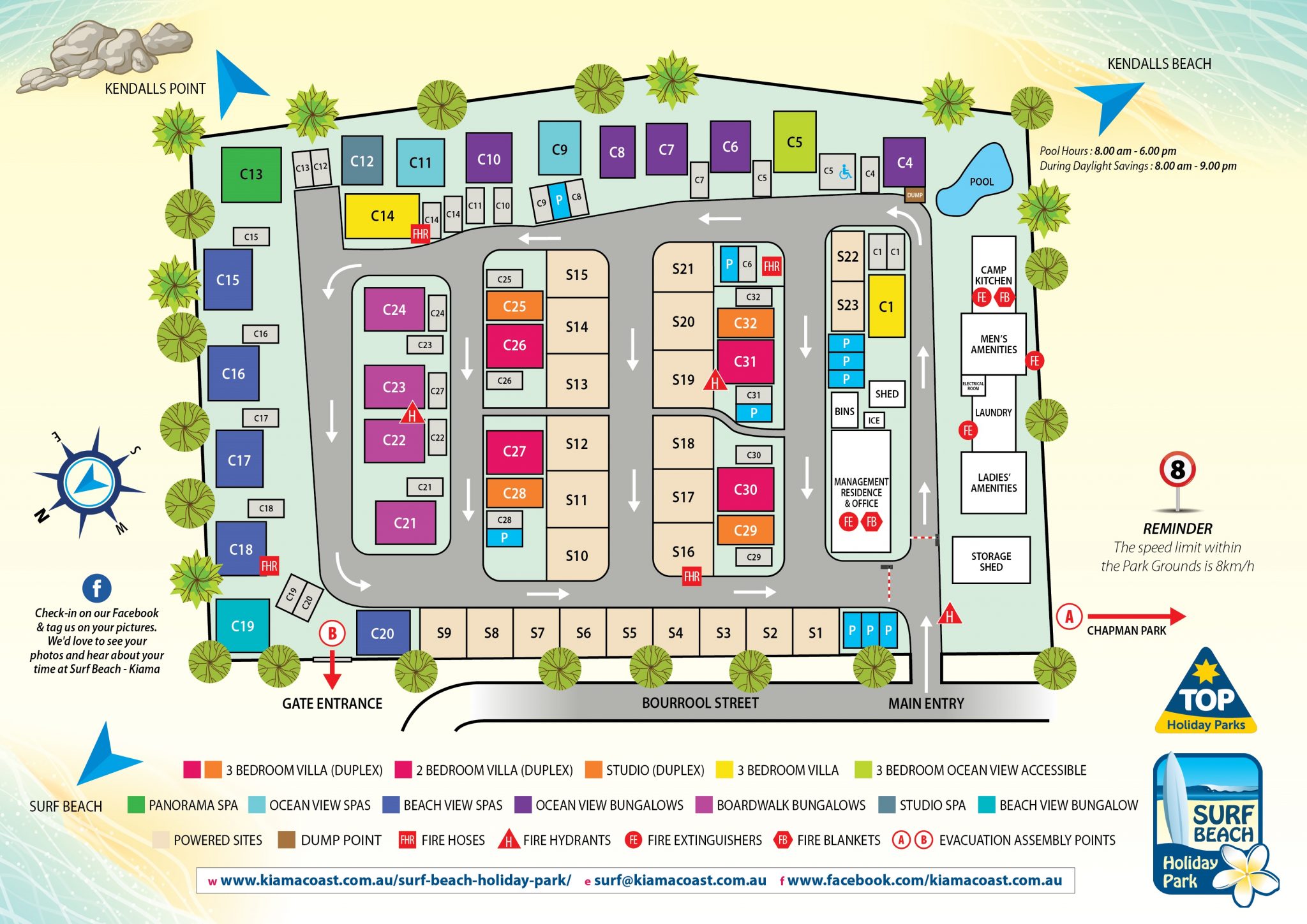Park Map - Surf Beach Holiday Park Accommodation