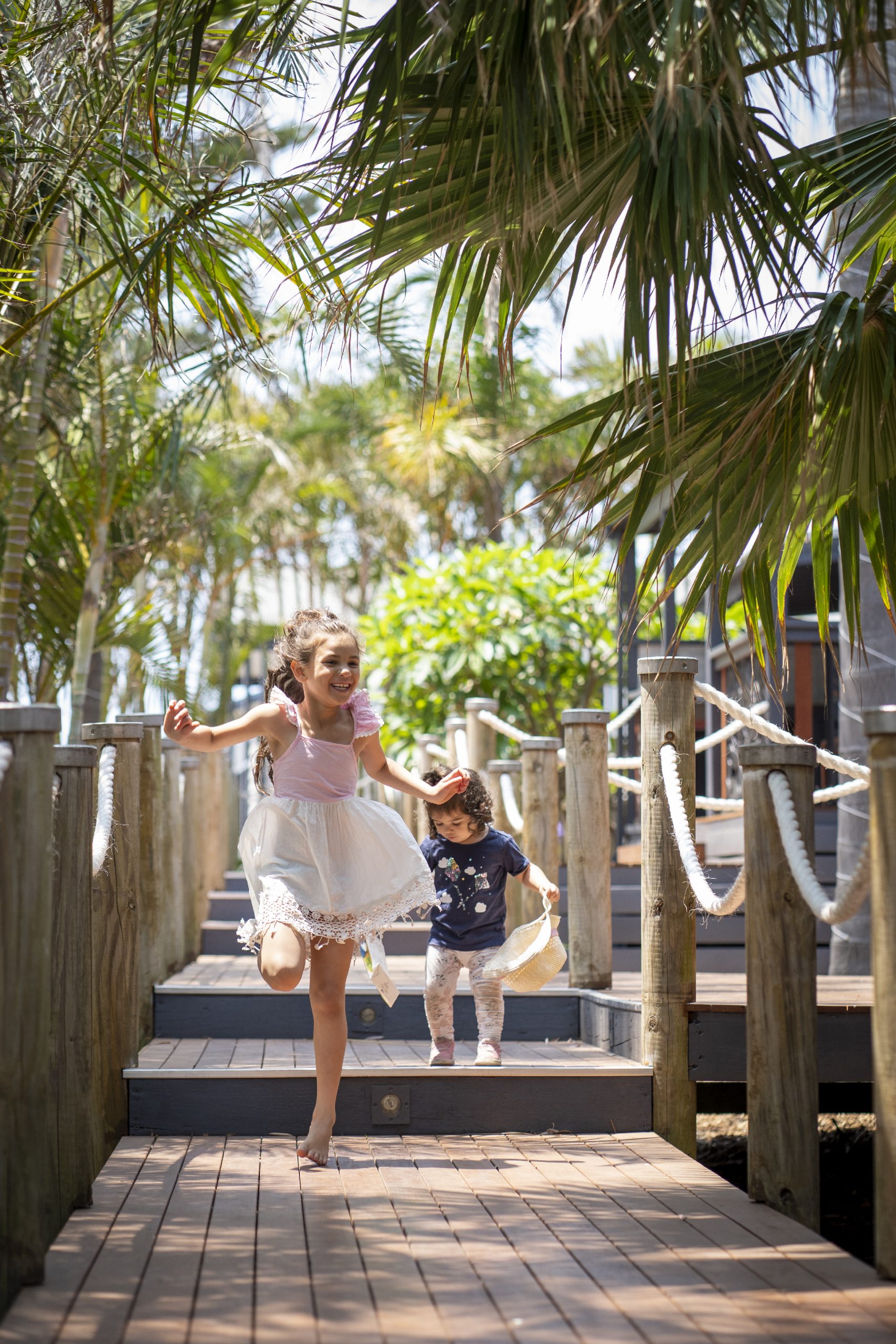 Kids on boardwalk 7 - Surf Beach Holiday Park