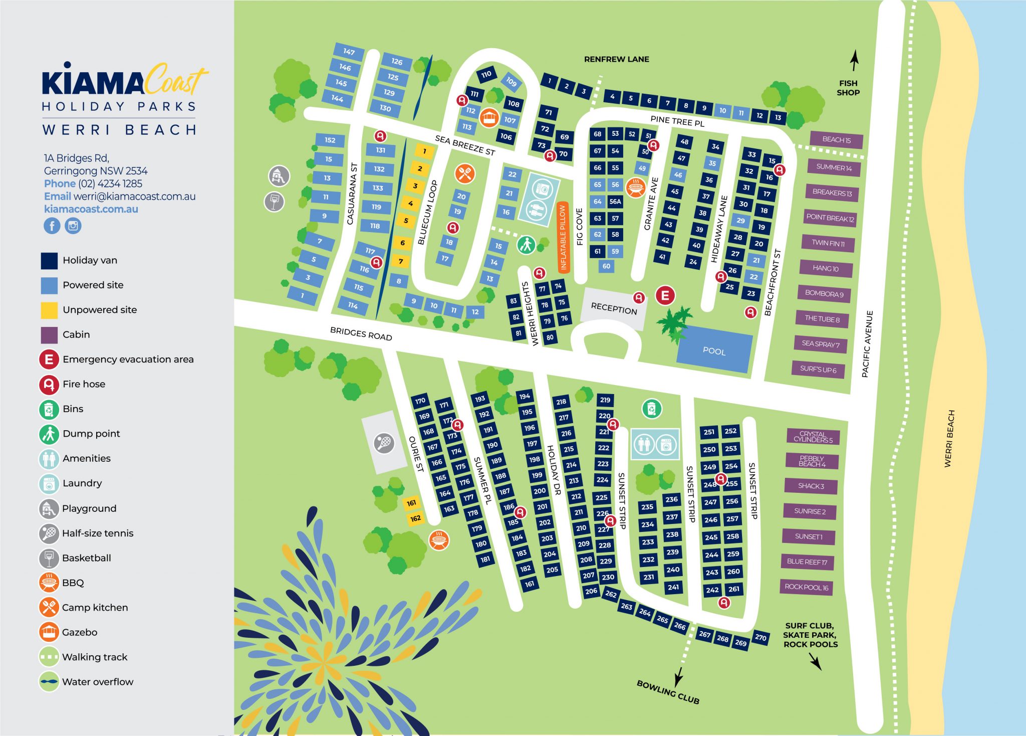Park Map - Werri Beach Holiday Park Accommodation